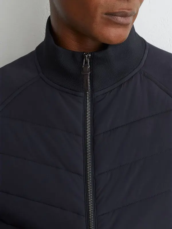 REISS Hybrid Quilted And Interlock Zip Jacket
