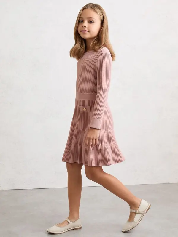 REISS 9-13 Yrs Rib-knit Skater Dress