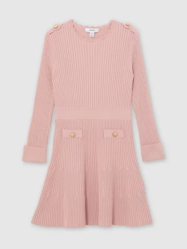 REISS 9-13 Yrs Rib-knit Skater Dress