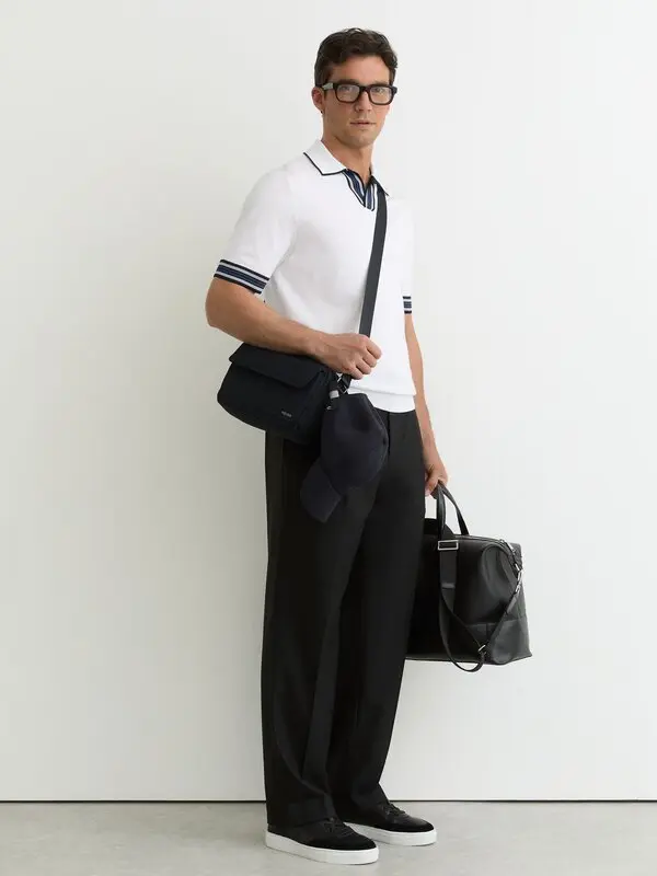REISS Tipped Open-collar Knitted Polo Shirt