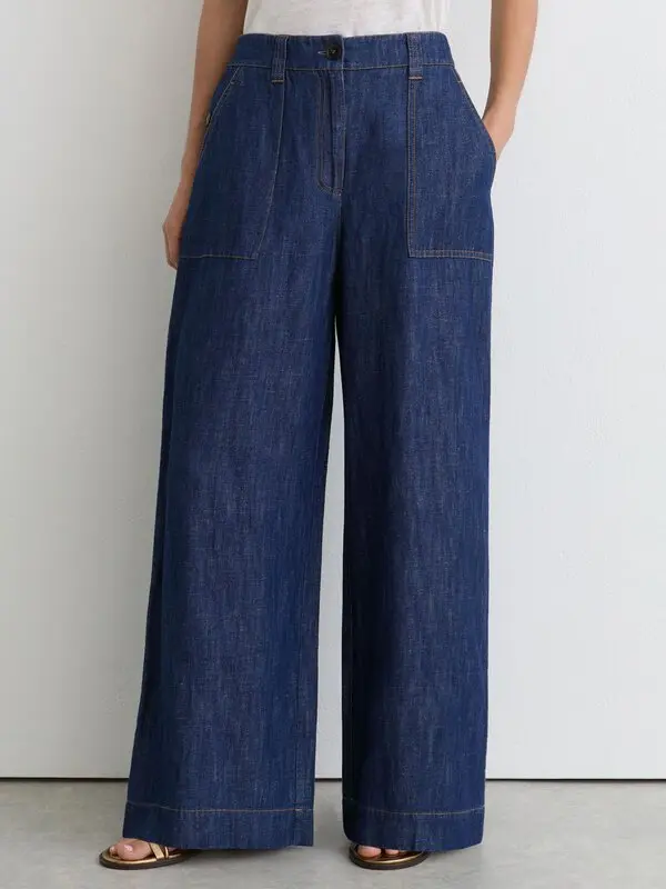 REISS Linen Wide-leg Trousers
