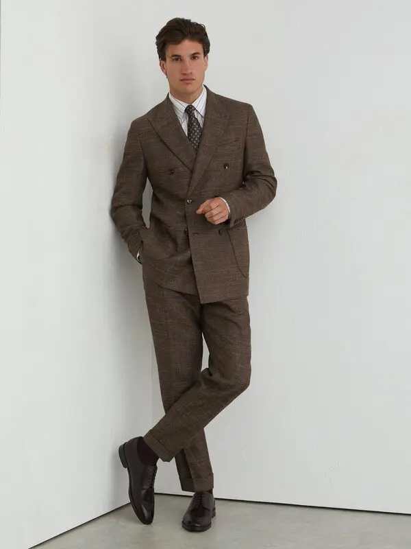 REISS Wool-blend Double-breasted Herringbone Blazer Classic-fit
