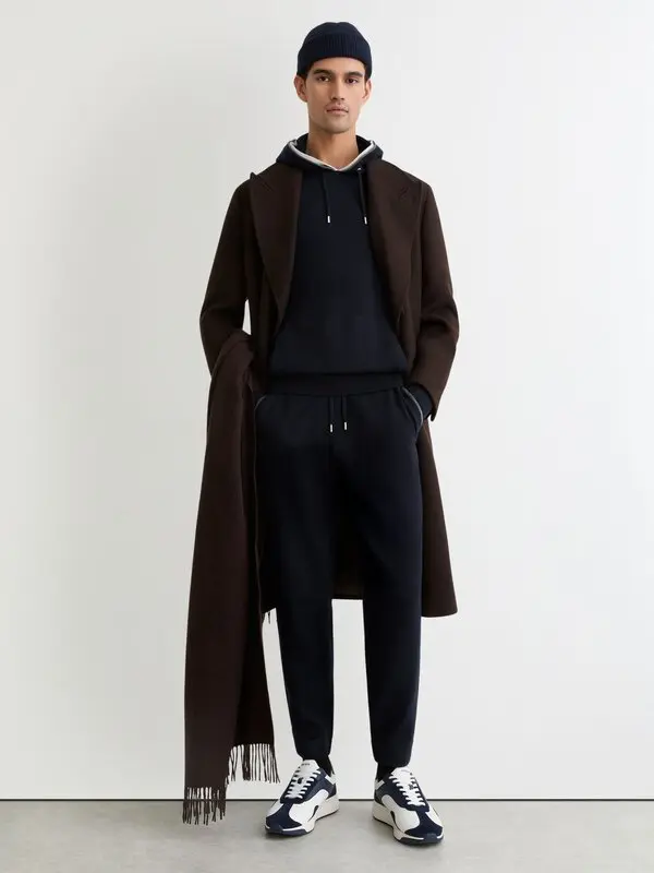 REISS Wool Tipped Drawstring Joggers