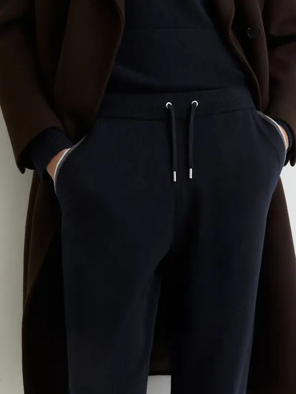 REISS Wool Tipped Drawstring Joggers