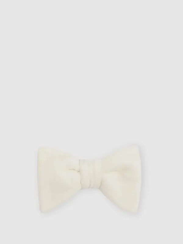 REISS Velvet Bow Tie - Cream