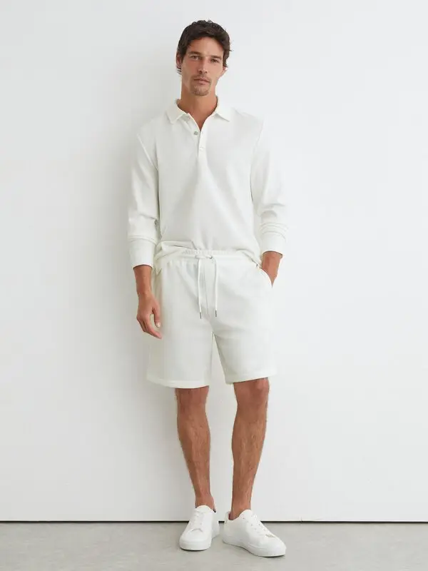 REISS Textured Long-sleeve Polo Shirt