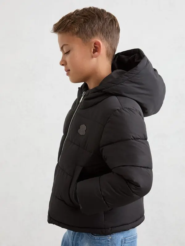 REISS 3-9 Yrs Monogram Hooded Relaxed Puffer Jacket