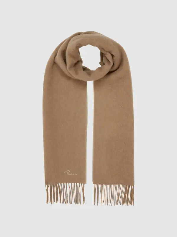 REISS Wool And Cashmere Scarf - Beige