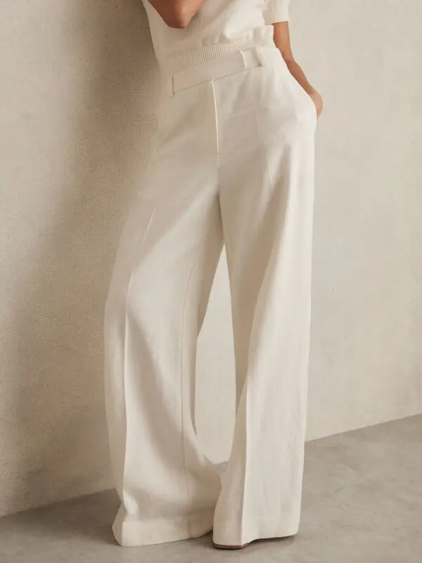 REISS Linen-blend Wide-leg Trousers
