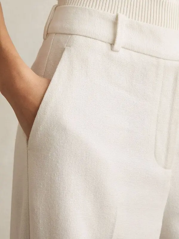 REISS Linen-blend Wide-leg Trousers