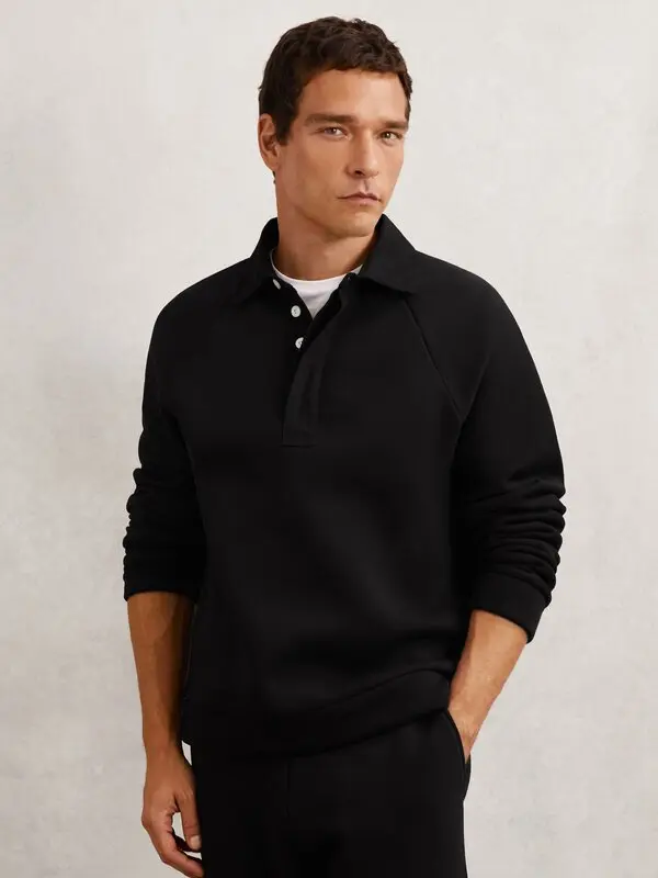 REISS Cotton-blend Fleece-back Polo Shirt