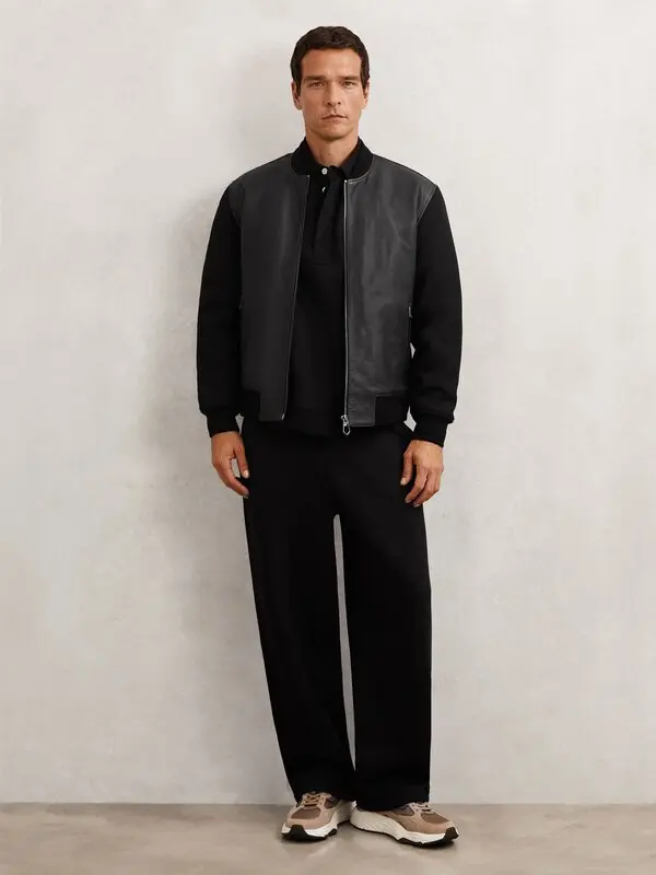REISS Cotton-blend Fleece-back Polo Shirt