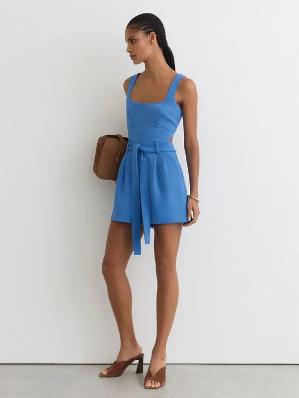 REISS Structured Cut-out Belted Playsuit