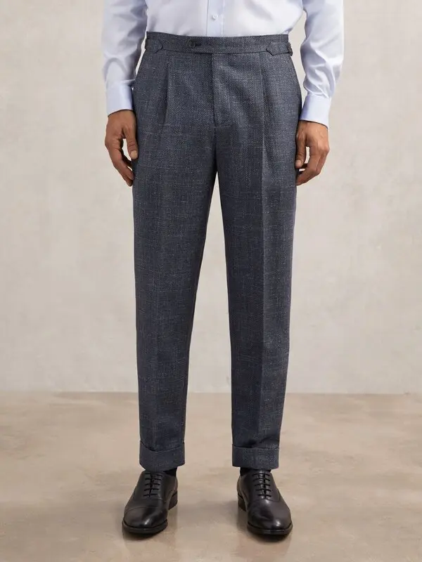 REISS Wool-blend Herringbone Trousers Tailored-fit