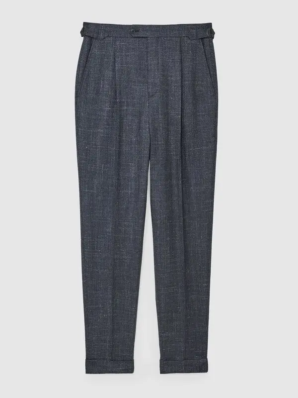 REISS Wool-blend Herringbone Trousers Tailored-fit