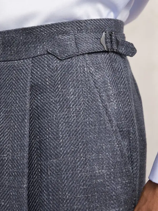 REISS Wool-blend Herringbone Trousers Tailored-fit