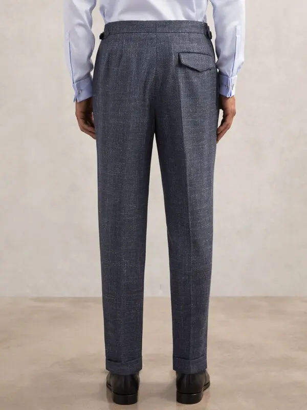 REISS Wool-blend Herringbone Trousers Tailored-fit