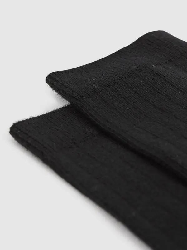 REISS Felicia Loafer Socks Cotton Ribbed - Black