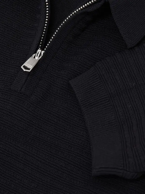 REISS 9-13 Yrs Textured-knit Half-zip Polo Shirt