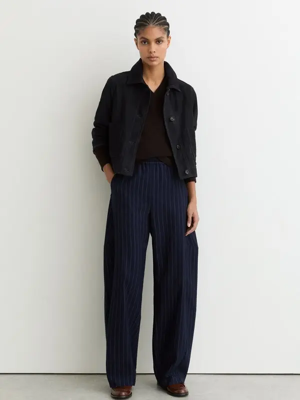 REISS Suede Cropped Trucker Jacket