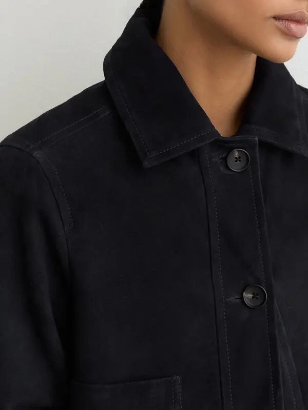 REISS Suede Cropped Trucker Jacket