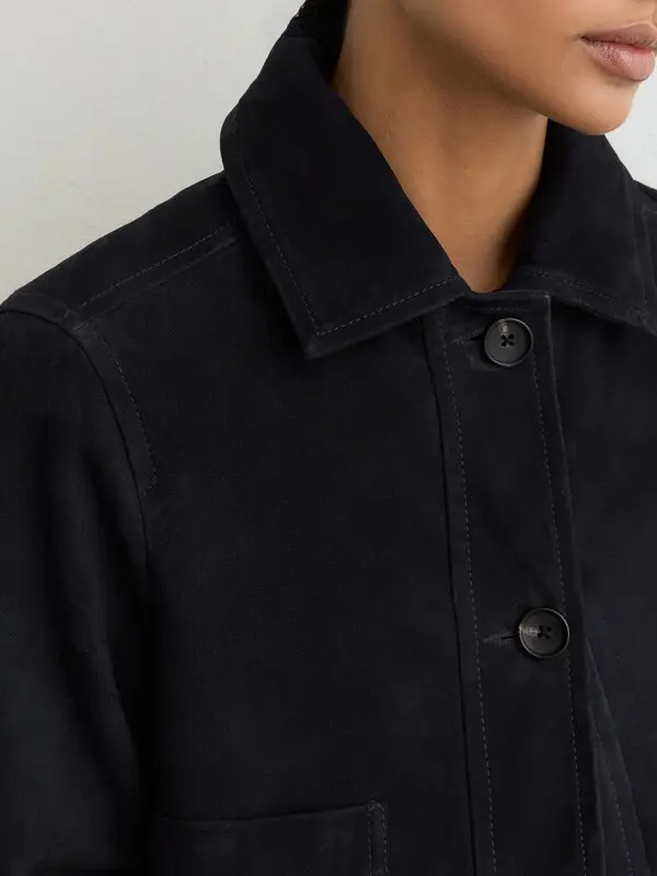 REISS Suede Cropped Trucker Jacket