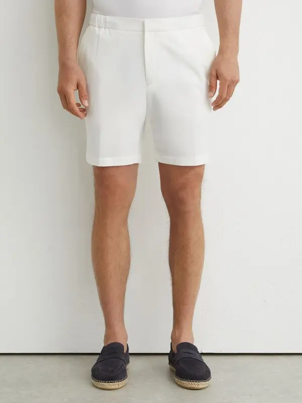 REISS Drawstring Chino Shorts - White