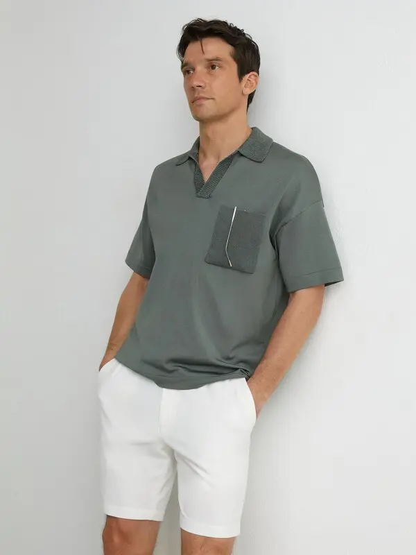 REISS Deck Drawstring Chino Shorts - White