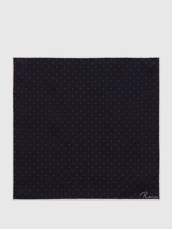 REISS Liam Pink Polka Dot Silk Pocket Square - Navy
