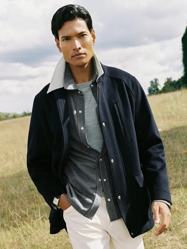 REISS Wool-blend Cord-collar Worker Jacket