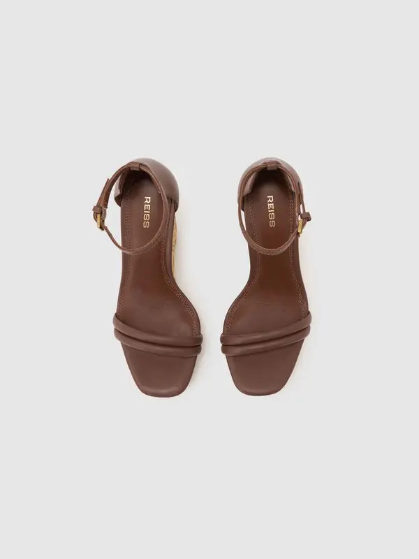 REISS Leather Embroidered-wedge Sandals