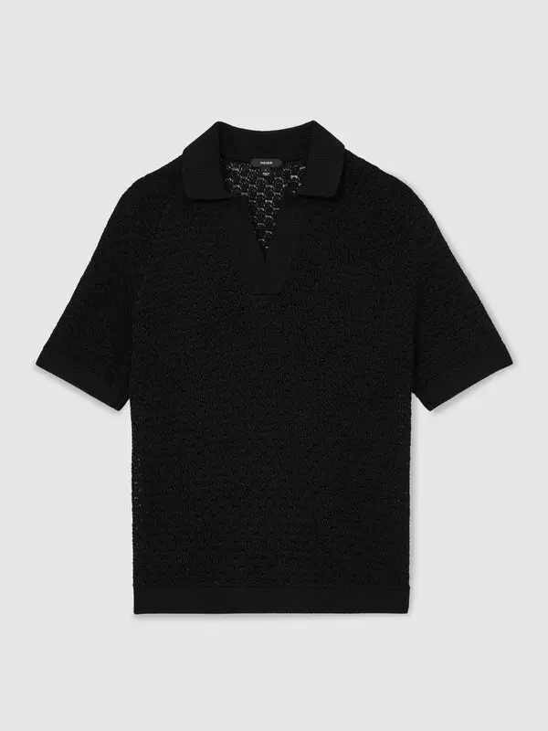 REISS Cotton-blend Crochet-knit Polo