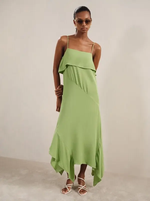 REISS Ruffle-detail Midi Dress