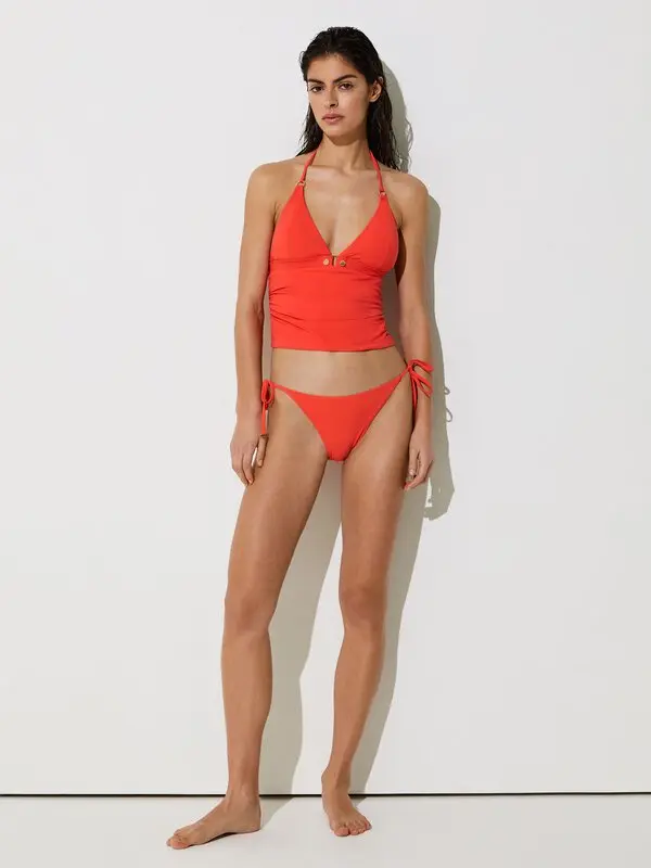 REISS Milly Coral Halterneck Triangle Tankini Bikini