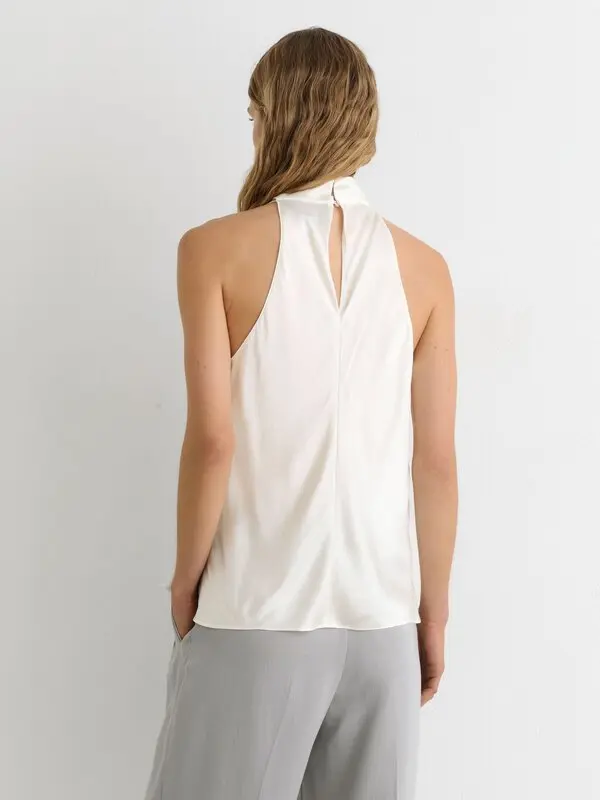 REISS Hammered-silk Cowl-neck Top