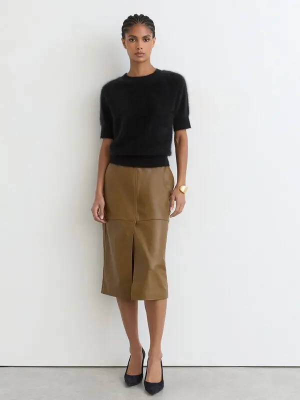REISS Cashmere Short-sleeve Top - Black