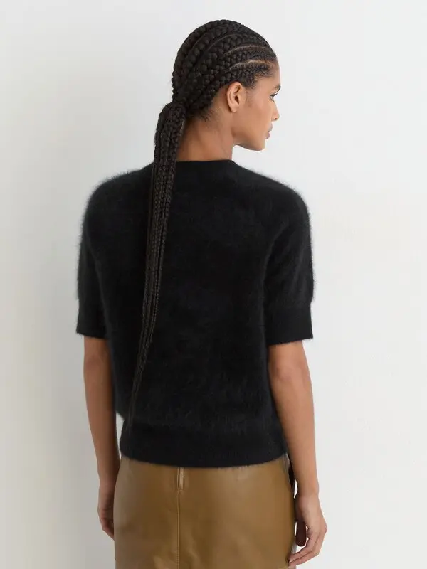 REISS Cashmere Short-sleeve Top - Black