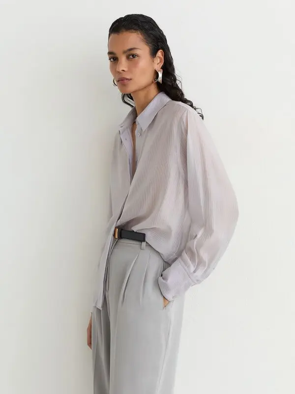 REISS Sheer Striped Long-sleeve Shirt