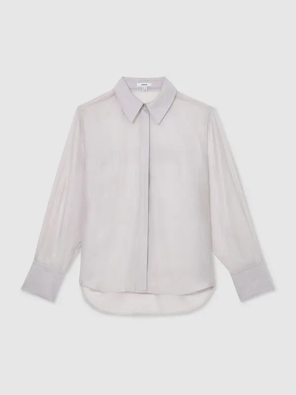 REISS Sheer Striped Long-sleeve Shirt