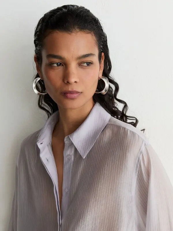 REISS Sheer Striped Long-sleeve Shirt