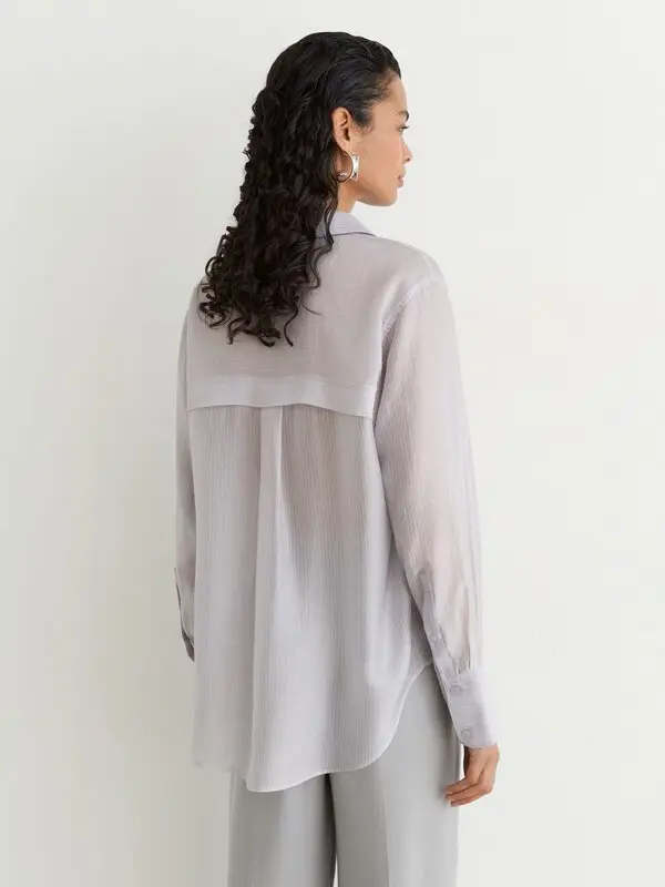 REISS Sheer Striped Long-sleeve Shirt