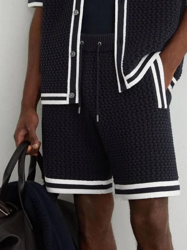 REISS Cotton Crochet Drawstring Shorts