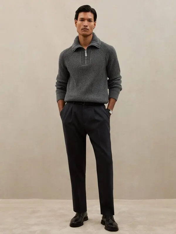 REISS Atelier Cashmere Half-zip Jumper