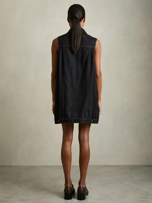 REISS Sleeveless Denim Mini Dress