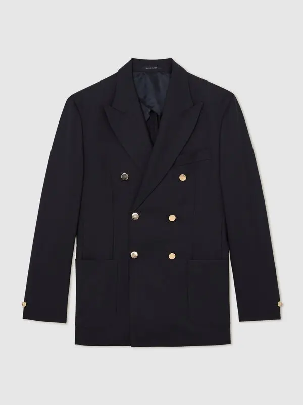 REISS Captain Hopsack Double-breasted Blazer Classic-fit With Wool