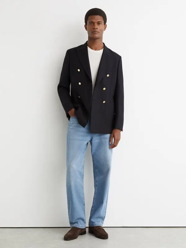 REISS Captain Hopsack Double-breasted Blazer Classic-fit With Wool
