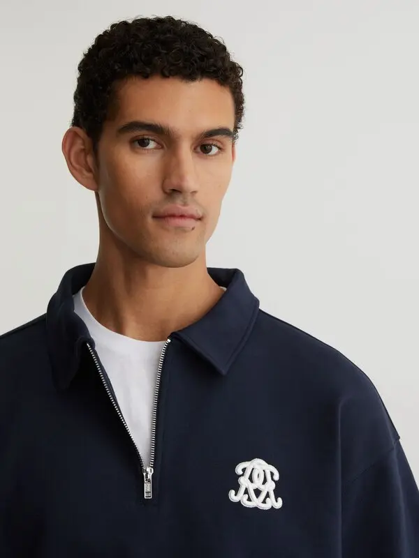 REISS Monogram Relaxed Half-zip Sweatshirt