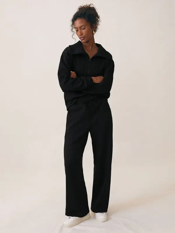 REISS Premium Interlock Wide-leg Joggers