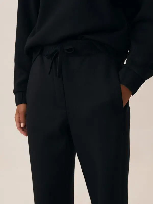 REISS Premium Interlock Wide-leg Joggers