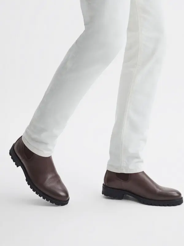 REISS Chiltern Leather Chelsea Boots Plain